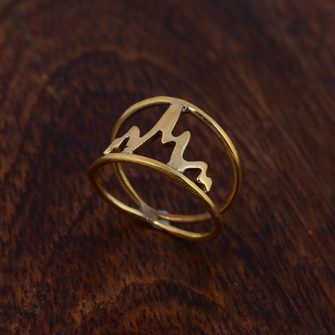 Gold Heartbeat Ring, Cardiogram Ring, Doctor Jewelry, Tiny Heart Ring ...