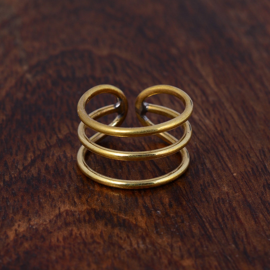 Multi Wire Ring, Trigger Finger Ring, Minimalist Brass Ring, Gold Wire ...