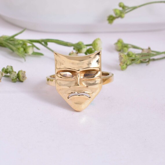 Sad face ring mask ring or theater ring a lovely gift for | Etsy