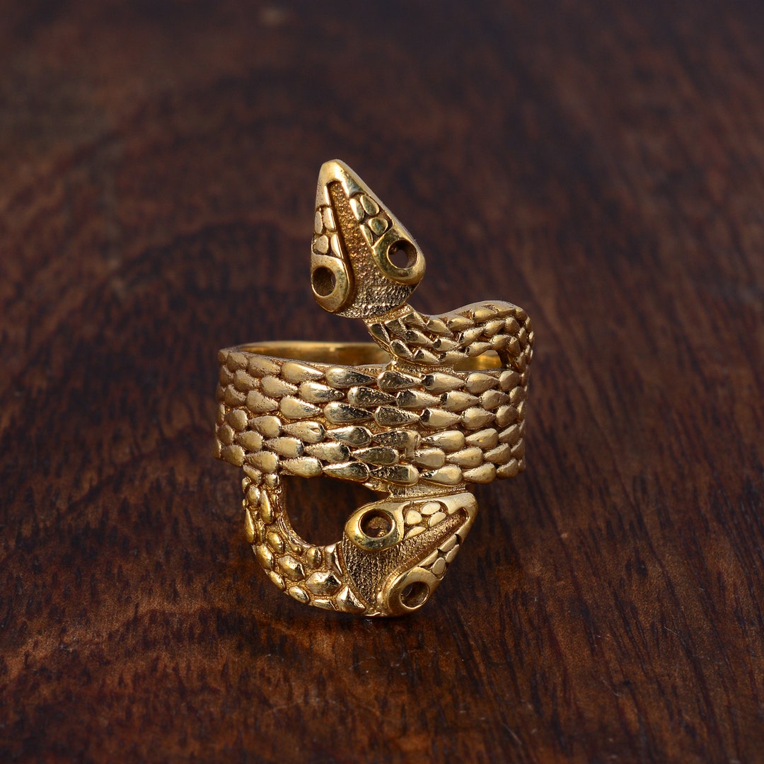 Gold Snake Ring, Multi Snake Ring, Double Head Snake Ring, Animal Ring ...