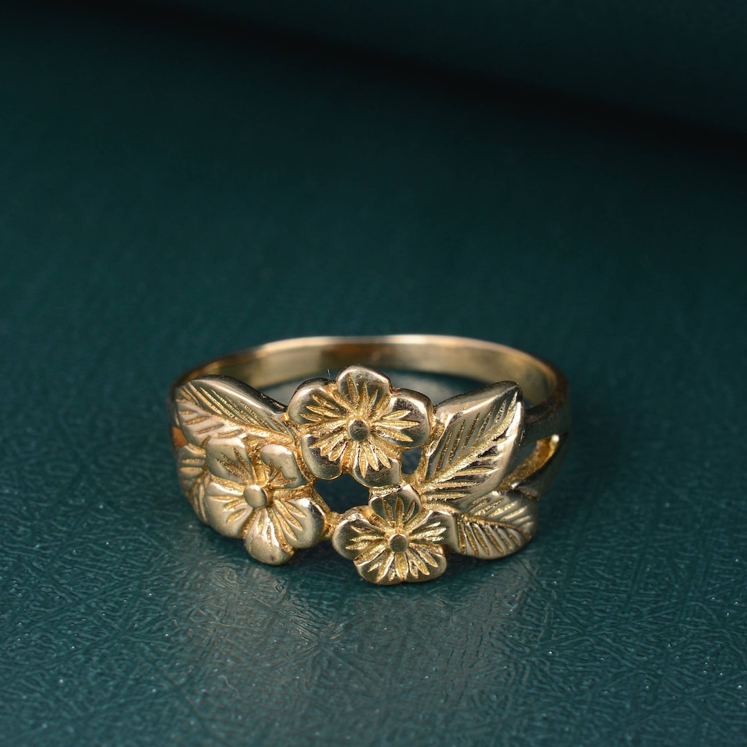 Floral Ring, Brass Ring, Flower Ring, Multi Flower Ring, Vintage Ring ...