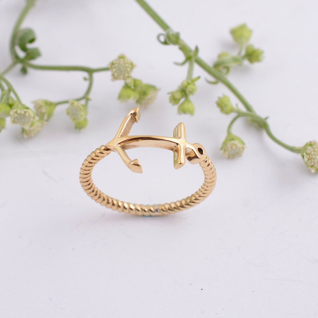 Brass Sideways Anchor Ring: Symbol of Hope - Etsy