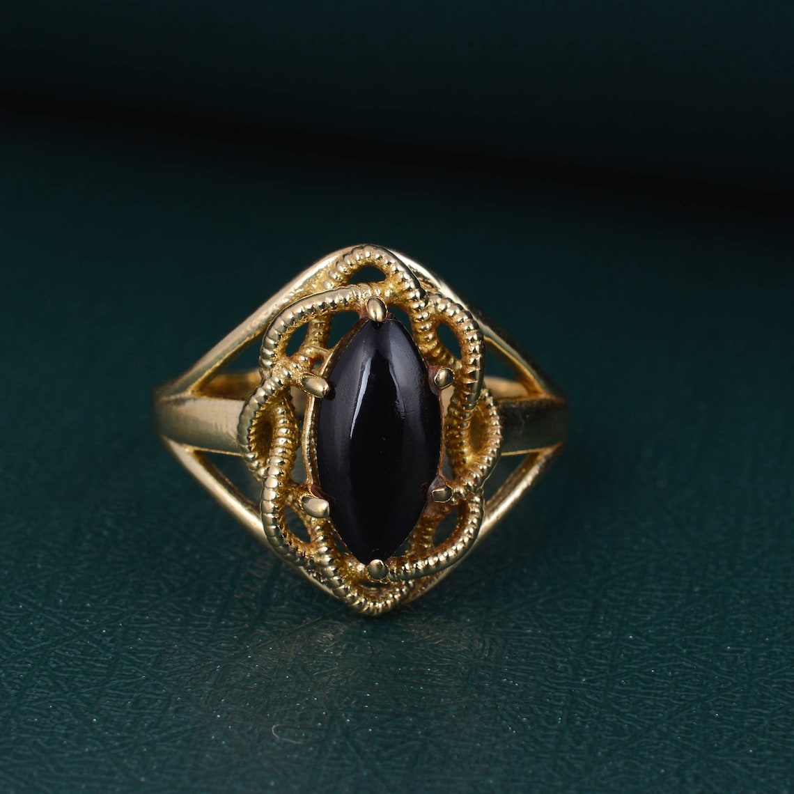 Black Obsidian Ring Gemstone Rings Minimalist Ring Prong - Etsy