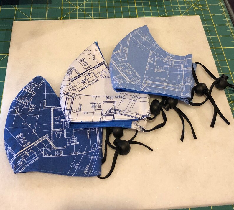 Handmade Face Mask Architecture Mask, Construction Mask, Blueprint Mask ...
