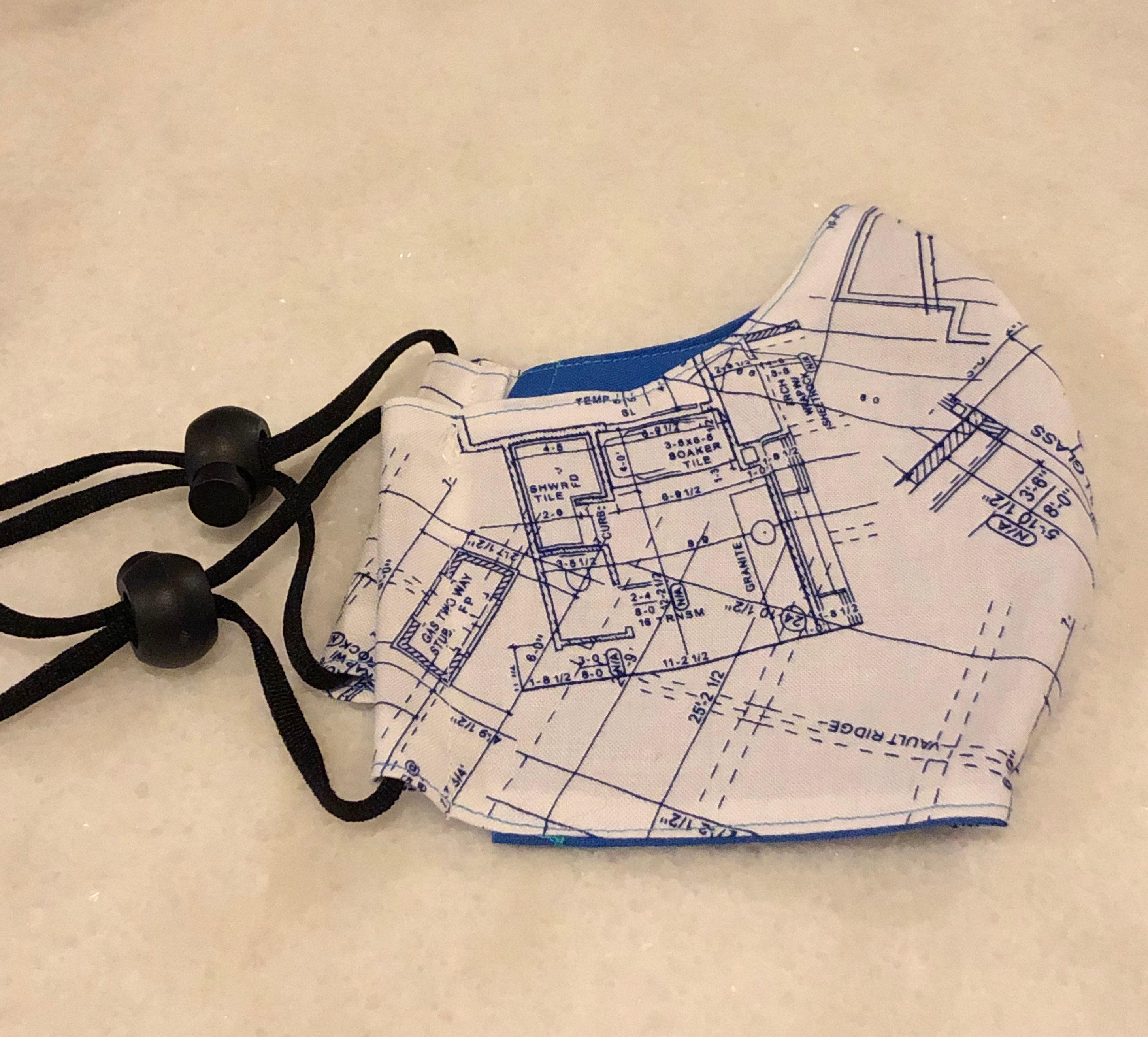 Handmade Face Mask Architecture Mask, Construction Mask, Blueprint Mask ...