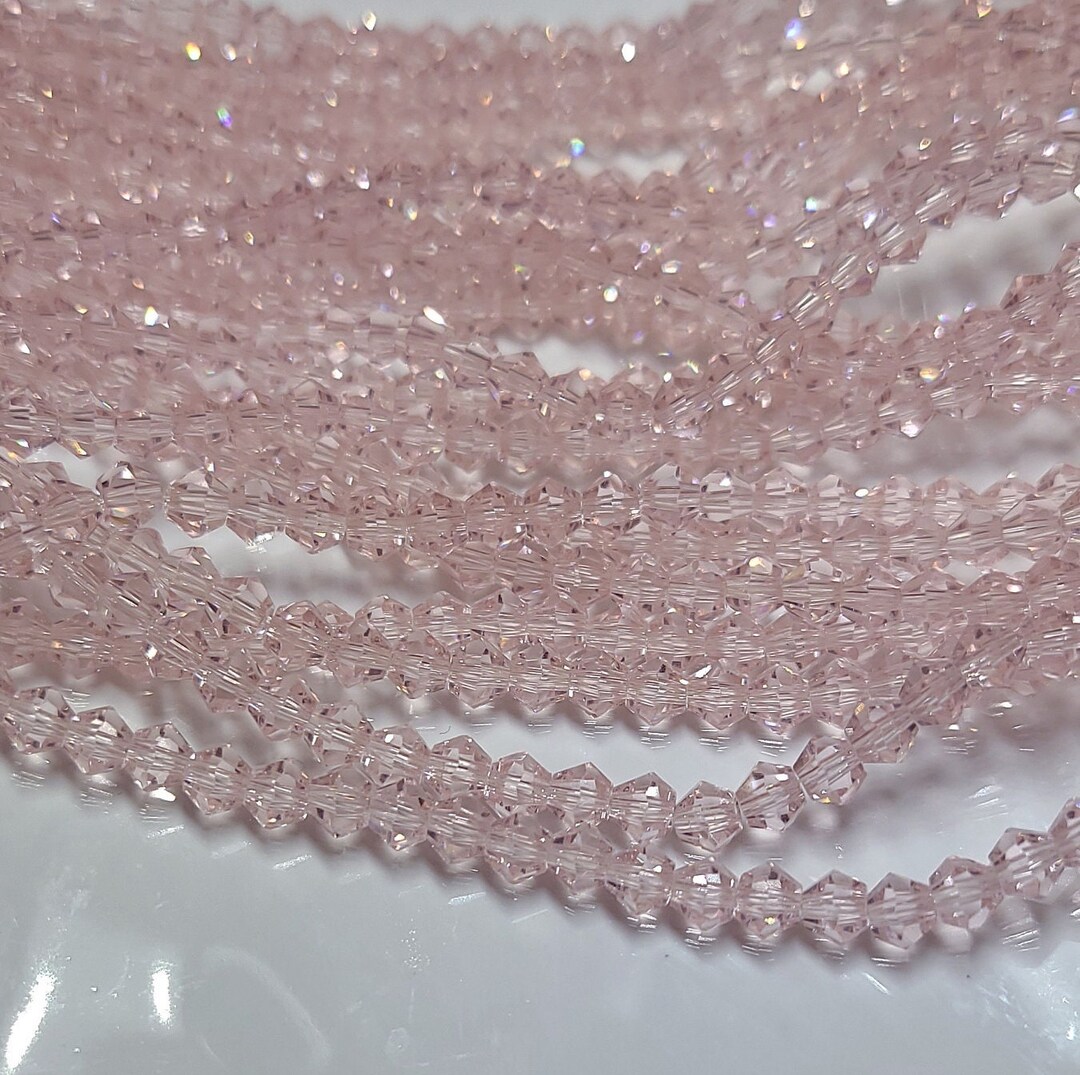 4mm Pink Crystal Bicones 12 Inch Strand - Etsy