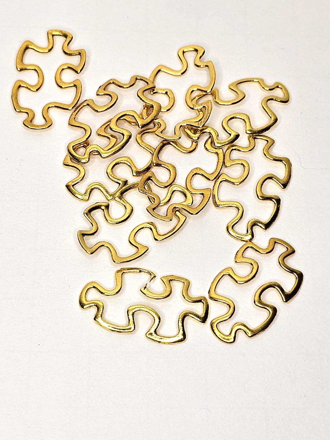 Gold Toned Puzzle Piece Charms - 12pcs - Etsy