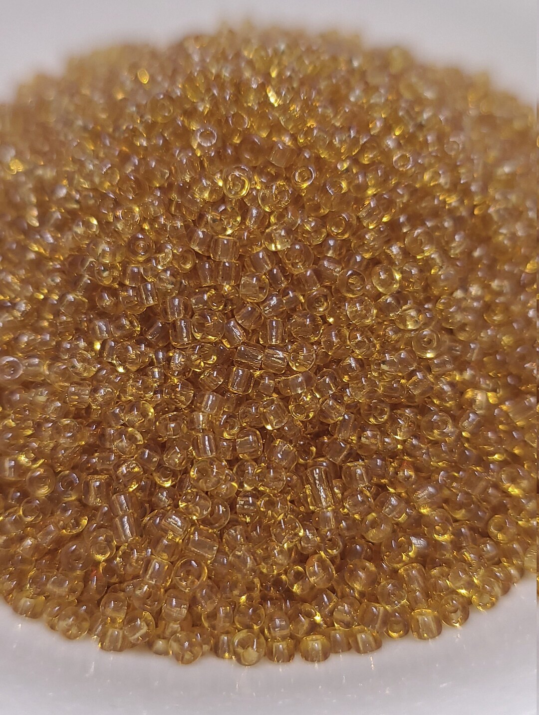 11/0 Transparent Light Amber Seed Beads, 2mm Rocailles, 9 Grams - Item ...