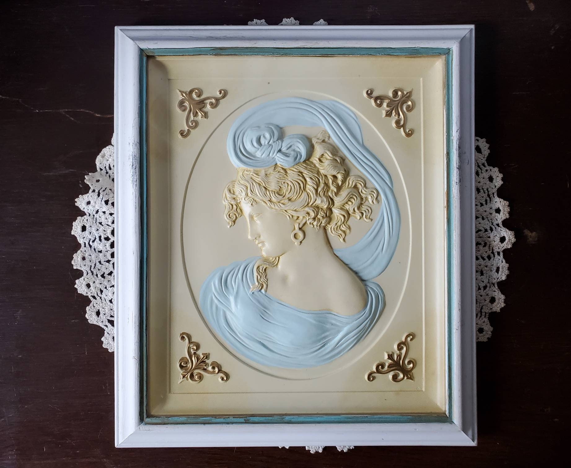 Vintage Embossed French Lady Bust Cameo Portraits. Framed. Set | Etsy