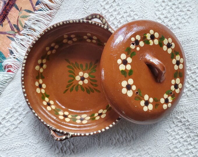 Vintage Mexican Red Clay Barro Bowl With Lid Terracotta Handmade ...