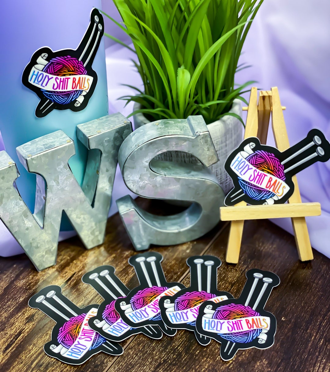 Sticker: Holy Shit Balls - Knit Version - Etsy