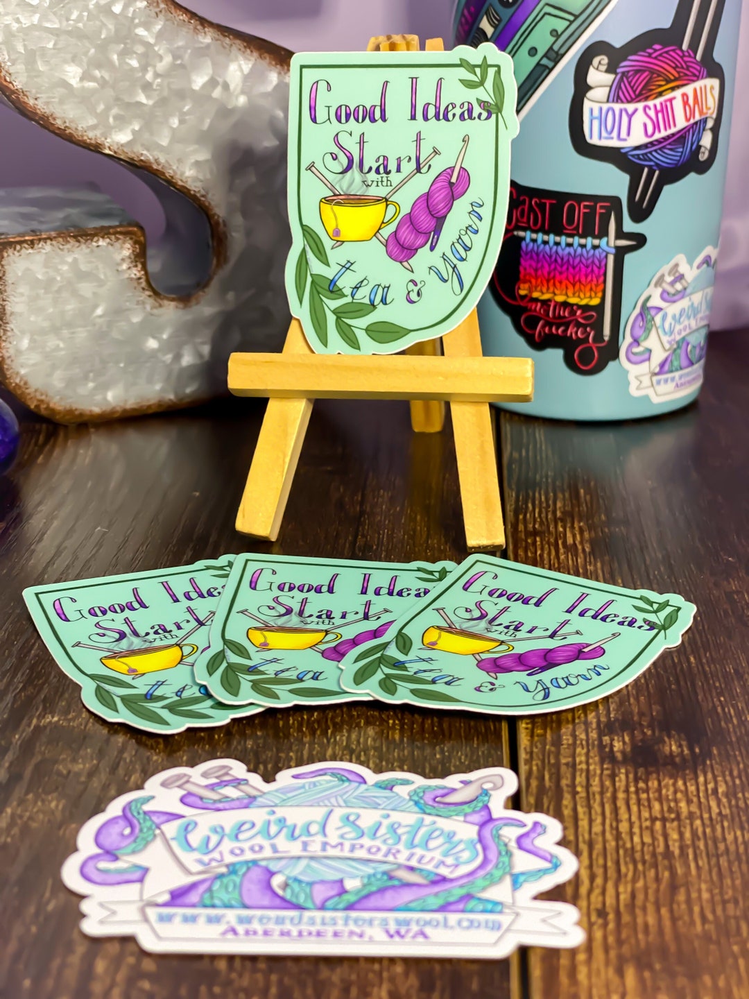 Sticker: Good Ideas Start With Tea & Yarn - Etsy
