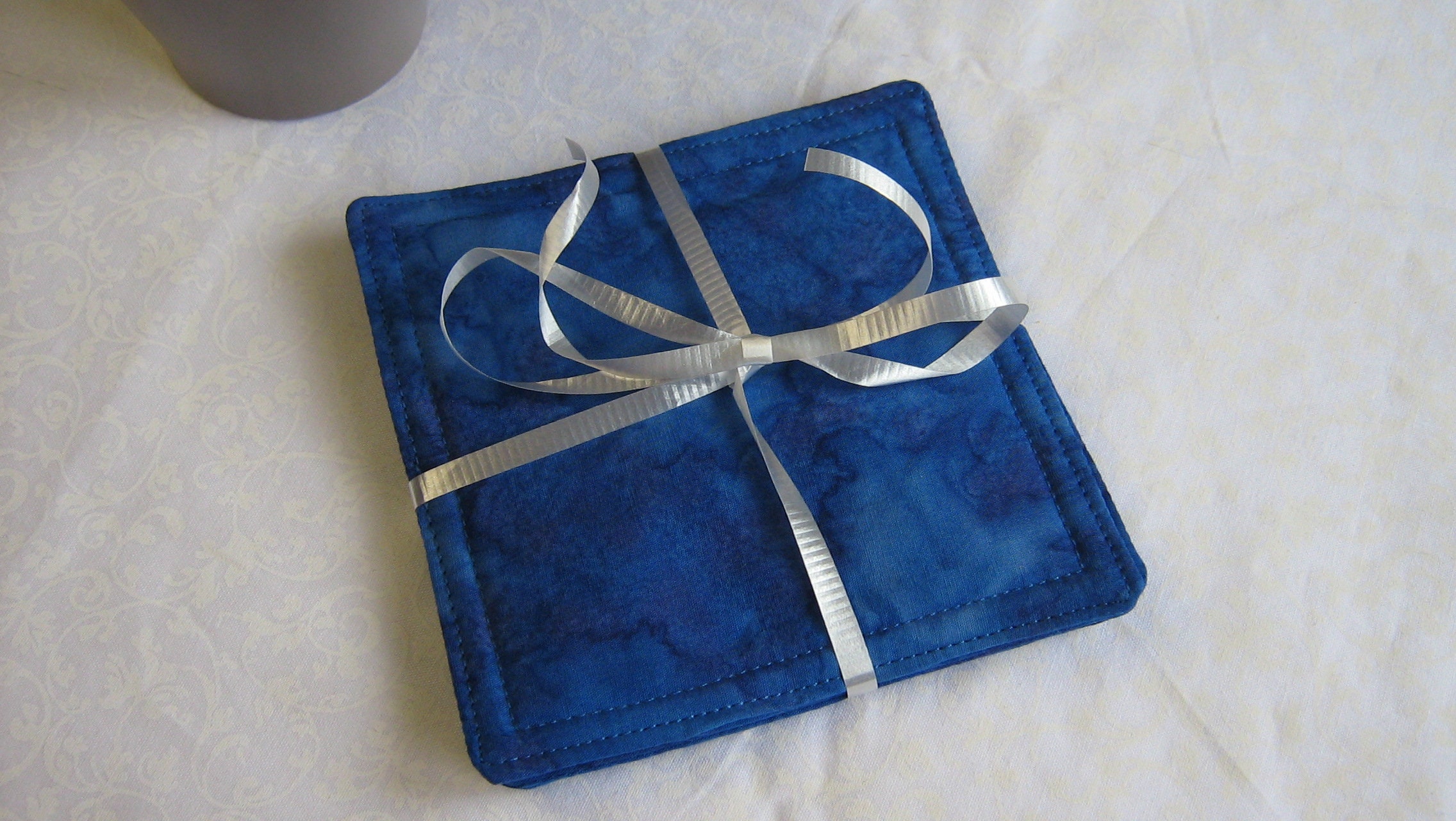 Blue Batik Coasters Set of Four Quilted Reversible Batik | Etsy UK