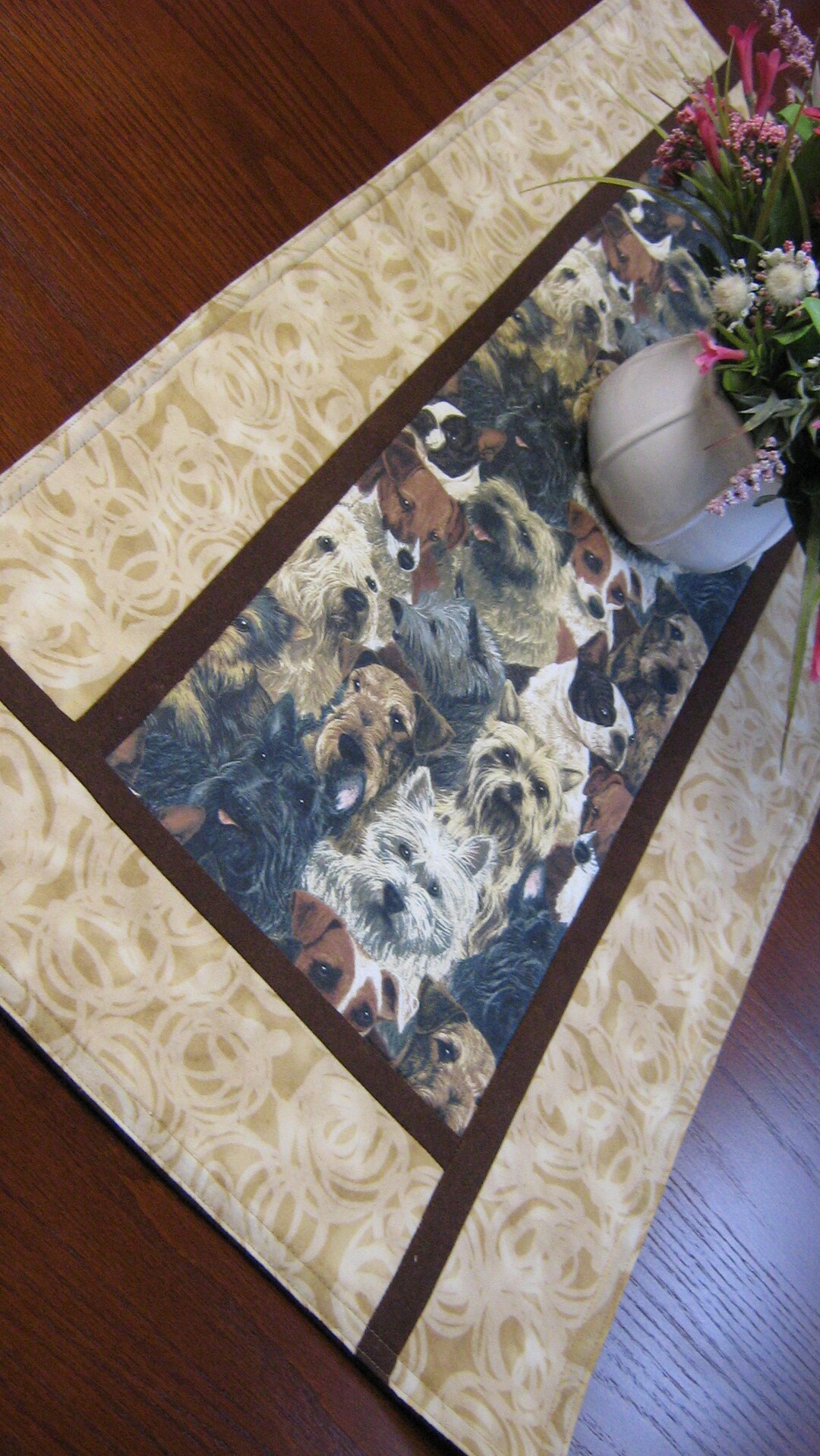Terrier Table Runner Centre Piece, Dog Table Runner, Quilted Dog Runner ...