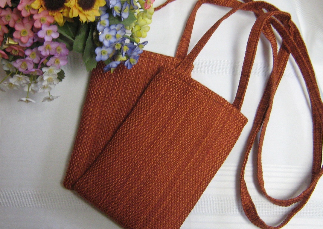 Minimalist Rust Weave Handy Neck Pouch, Cell Phone Neck Pouch ...