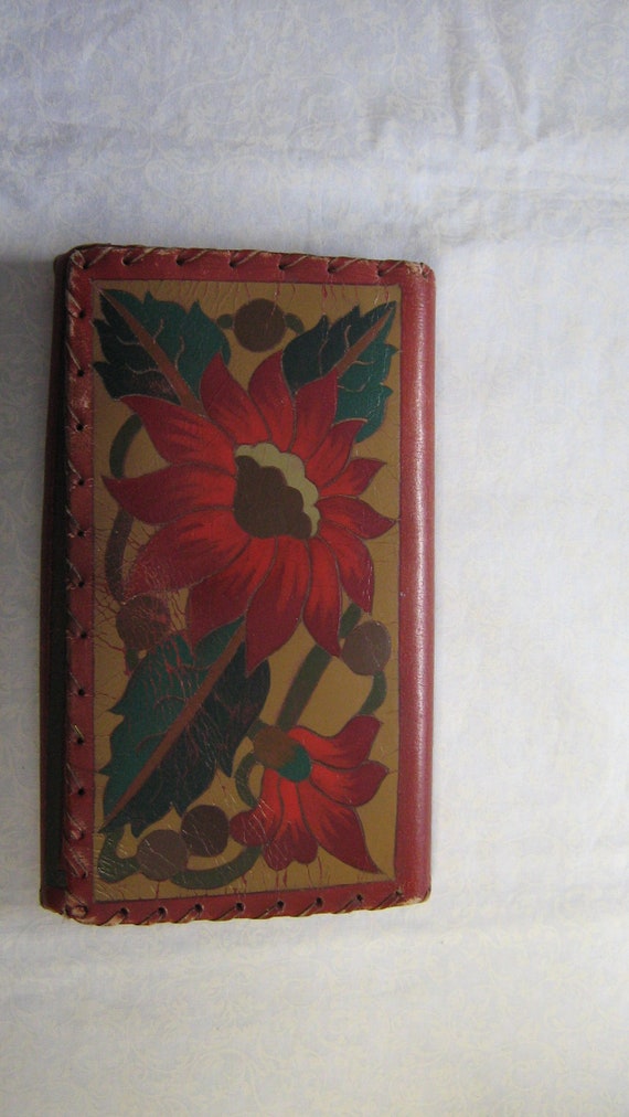 Antique Leather 1920's/30's Floral Clutch Wallet, Clu… - Gem