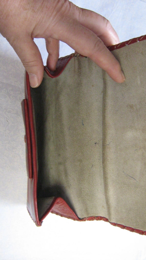 Antique Leather 1920's/30's Floral Clutch Wallet, Clu… - Gem