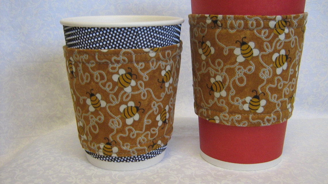 Bumble Bee Reusable Cup Cozy Reusable Coffee Cup Cozy Bumble - Etsy