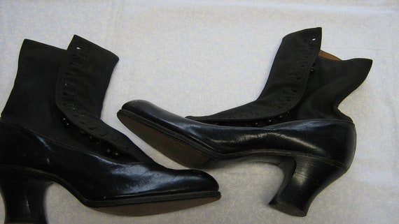 Antique Edwardian Leather Button Boots, Early 1900s F… - Gem