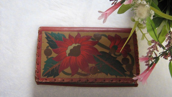 Antique Leather 1920's/30's Floral Clutch Wallet, Clu… - Gem
