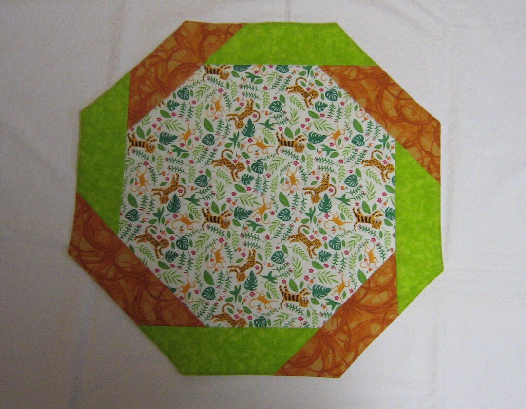 Spiral Table Topper, Quilted Octagon Table Topper, Monkey Tiger and ...