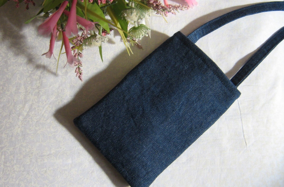 New Size Minimalist Blue Denim Handy Neck Pouch, Cell Phone Neck Pouch ...