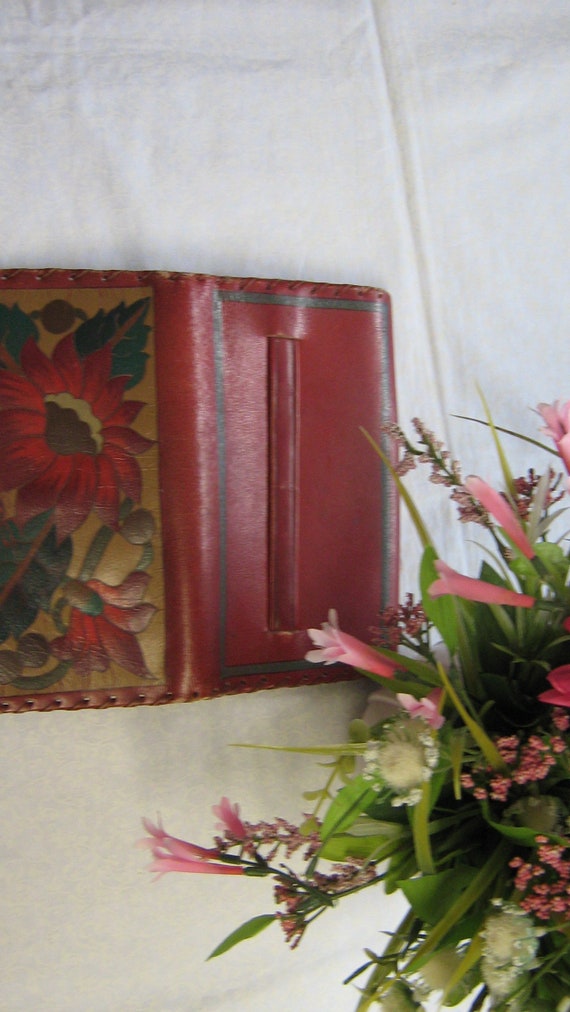 Antique Leather 1920's/30's Floral Clutch Wallet, Clu… - Gem