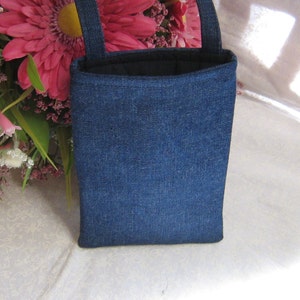 New Size Minimalist Blue Denim Handy Neck Pouch, Cell Phone Neck Pouch ...
