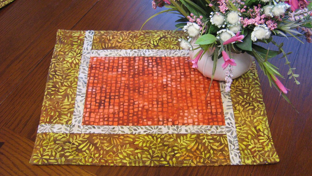 Batik Table Placemat Set of Two, Batik Placemats, Quilted Batik ...