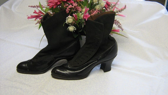Antique Edwardian Leather Button Boots, Early 1900s F… - Gem