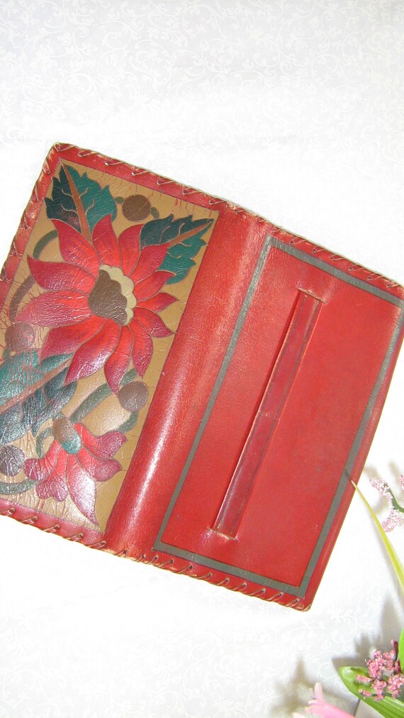 Antique Leather 1920's/30's Floral Clutch Wallet, Clu… - Gem