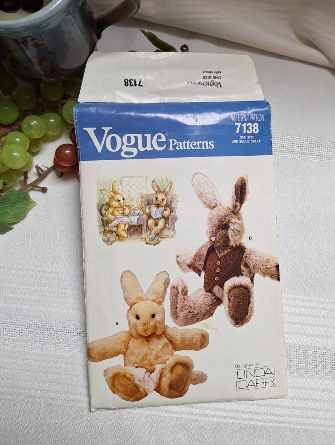 Rabbit Sewing Pattern, Vogue Sewing Pattern, Stuffed Rabbit Pattern ...