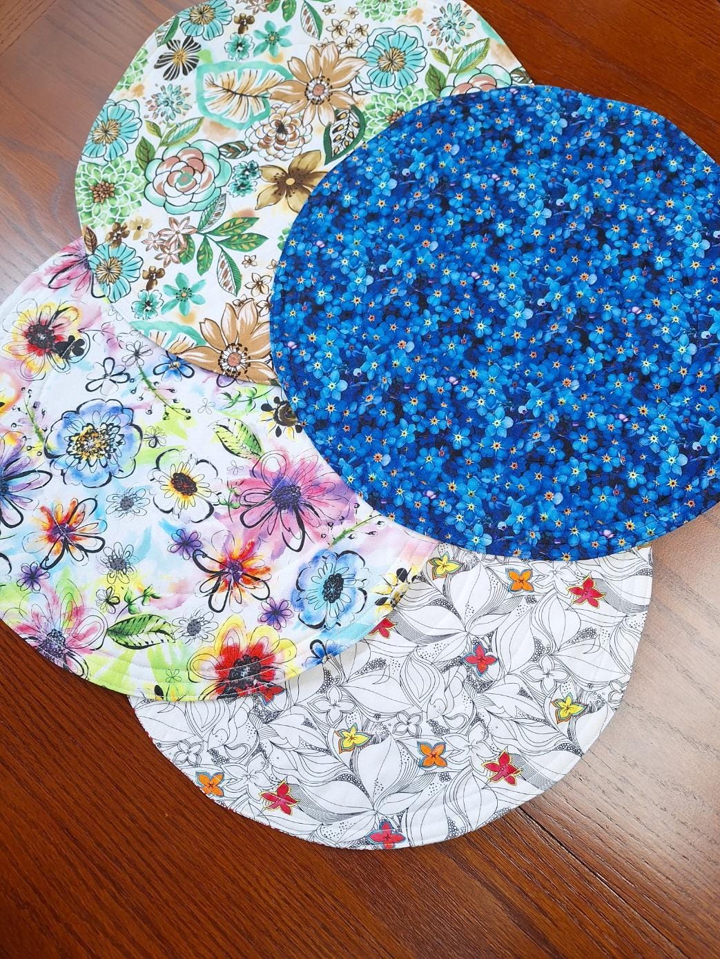 Floral Table Toppers, Round Table Topper, Round Table Runner, Quilted ...
