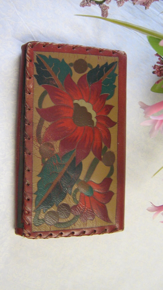 Antique Leather 1920's/30's Floral Clutch Wallet, Clu… - Gem