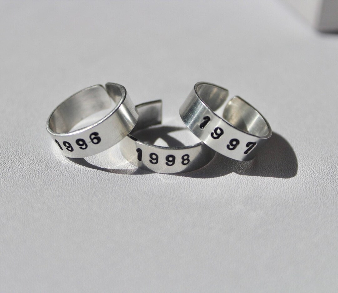Custom Birth Year Stamped Rings | Adjustable - Etsy