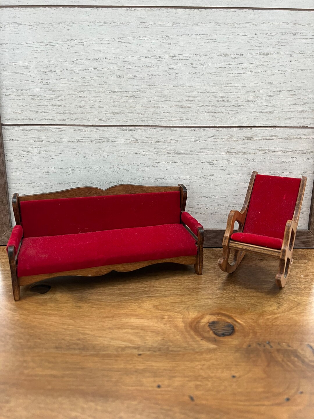 Vintage SHACKMAN Dollhouse Miniatures Wood Velvet Furniture - Etsy