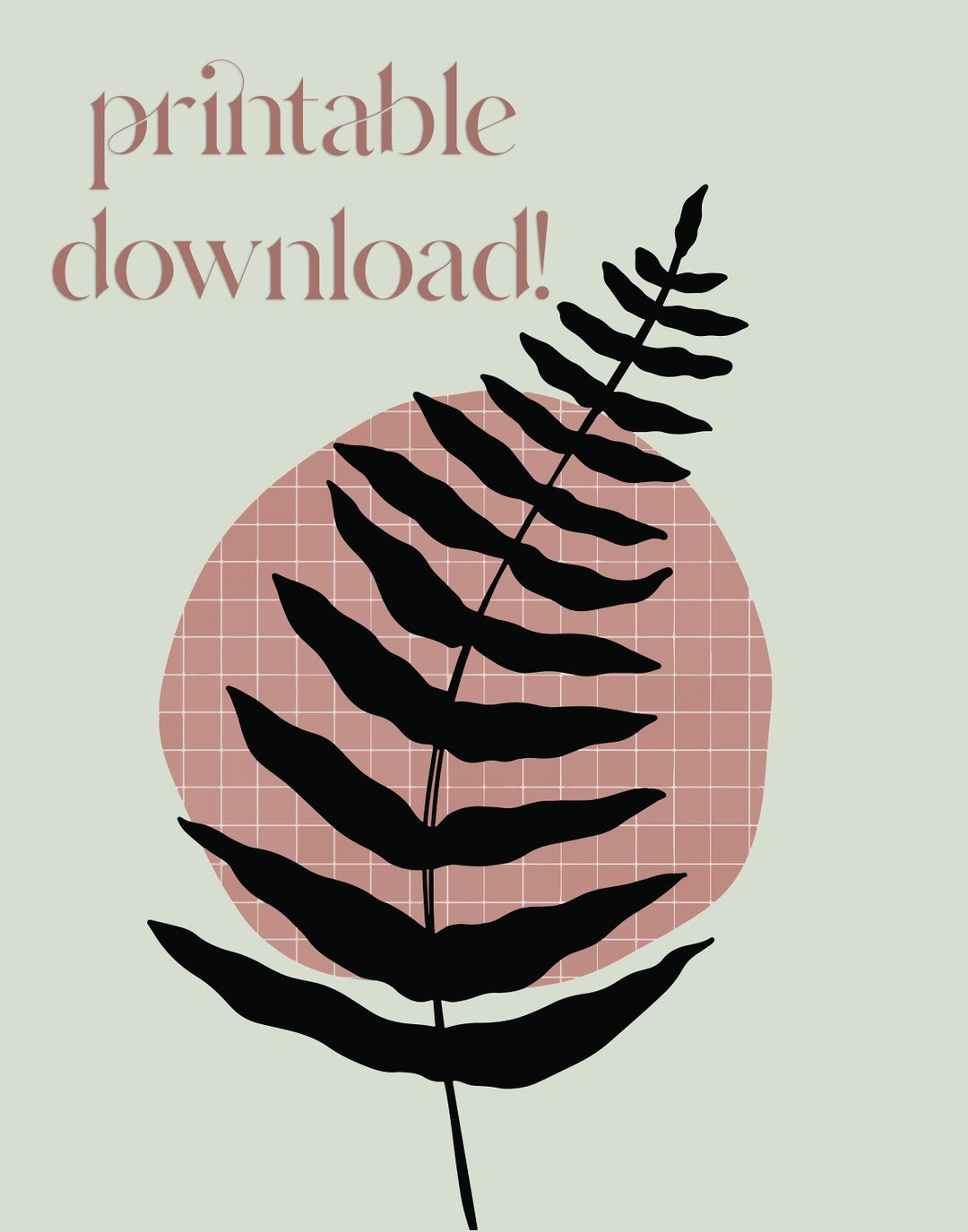 Printable Fern Plant, Fern Print, Grid, Geometric Plant Printable ...