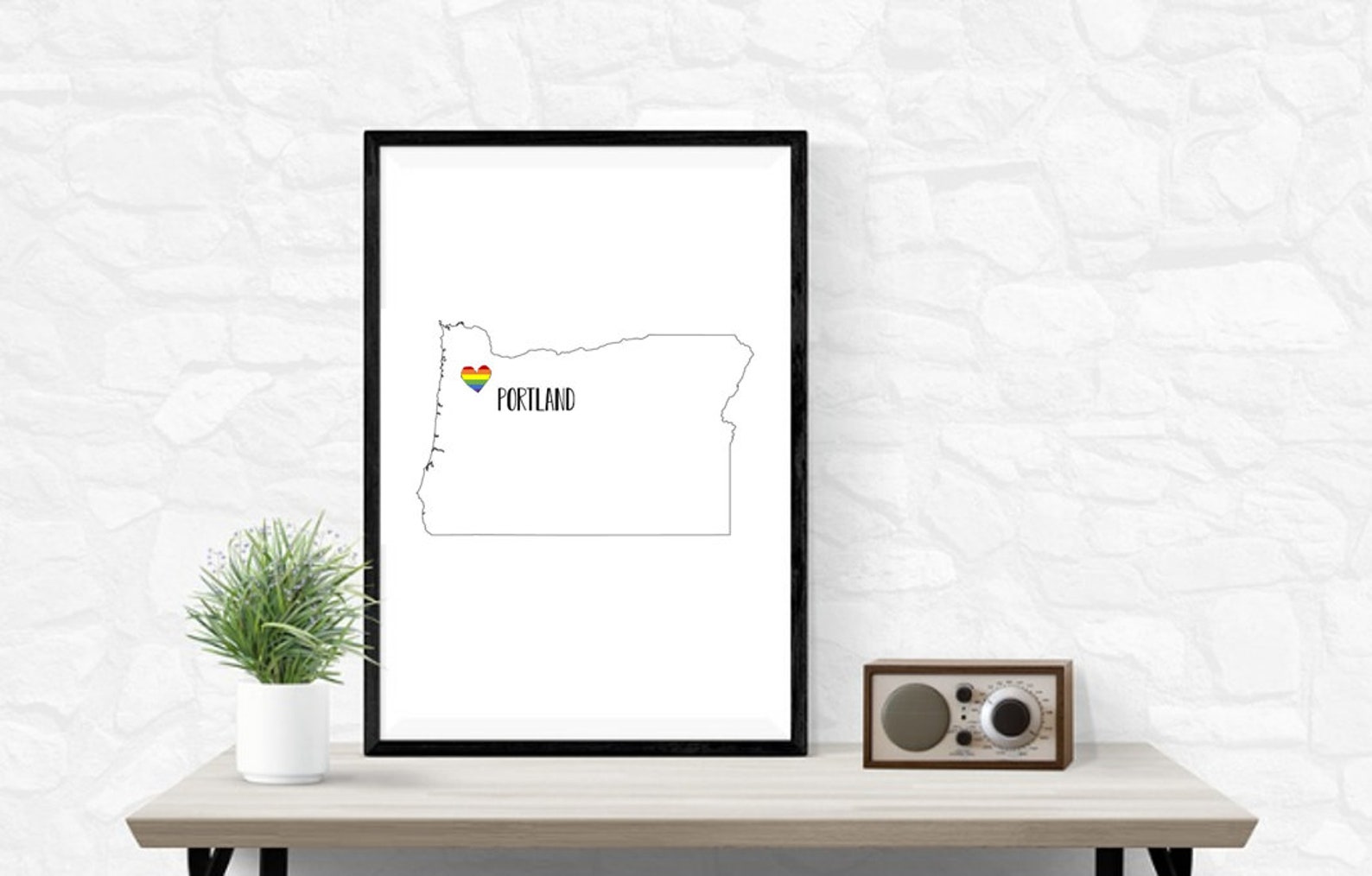 Portland Oregon Map With Pride Flag Print - Etsy UK