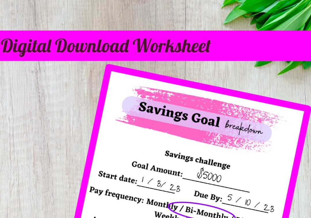Savings Challenge Worksheet Digital Download Printable Print-at-home ...