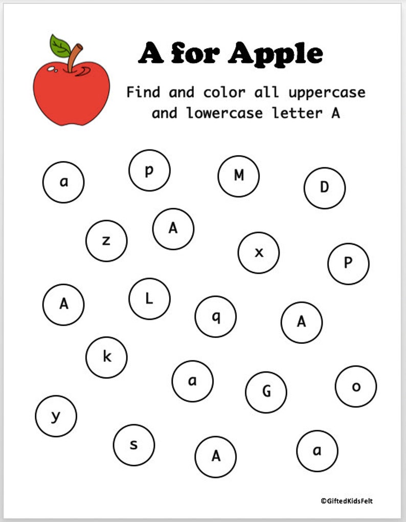 Printable PDF Find the Letters/alphabets Activity Sheets A-Z for Kid ...