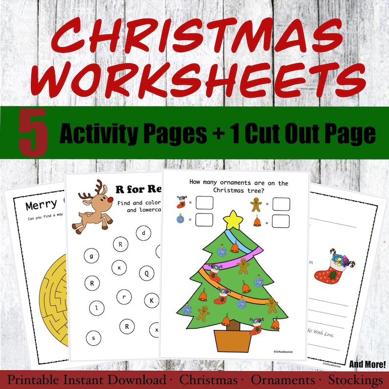 Printable PDF Christmas Activity Sheets for Kid, Children, Daycare ...