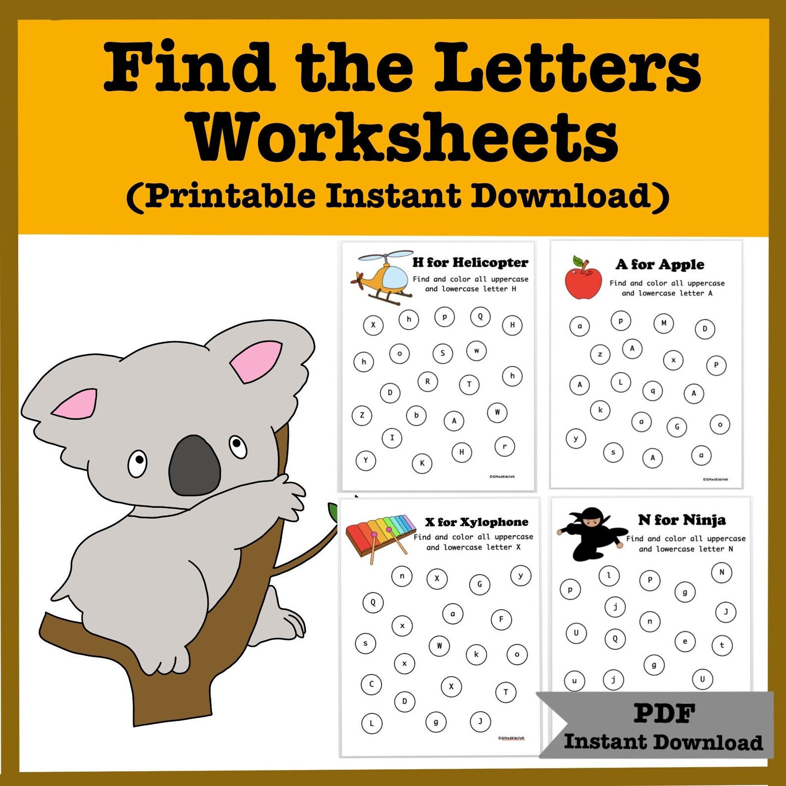 Printable PDF Find the Letters/alphabets Activity Sheets A-Z for Kid ...
