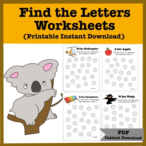 Printable PDF Find the Letters/alphabets Activity Sheets A-Z - Etsy