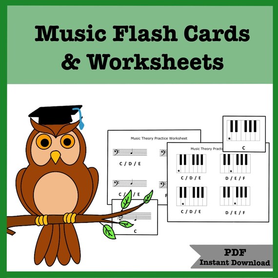 Printable PDF Music Theory Flash Cards and Worksheets | Etsy UK