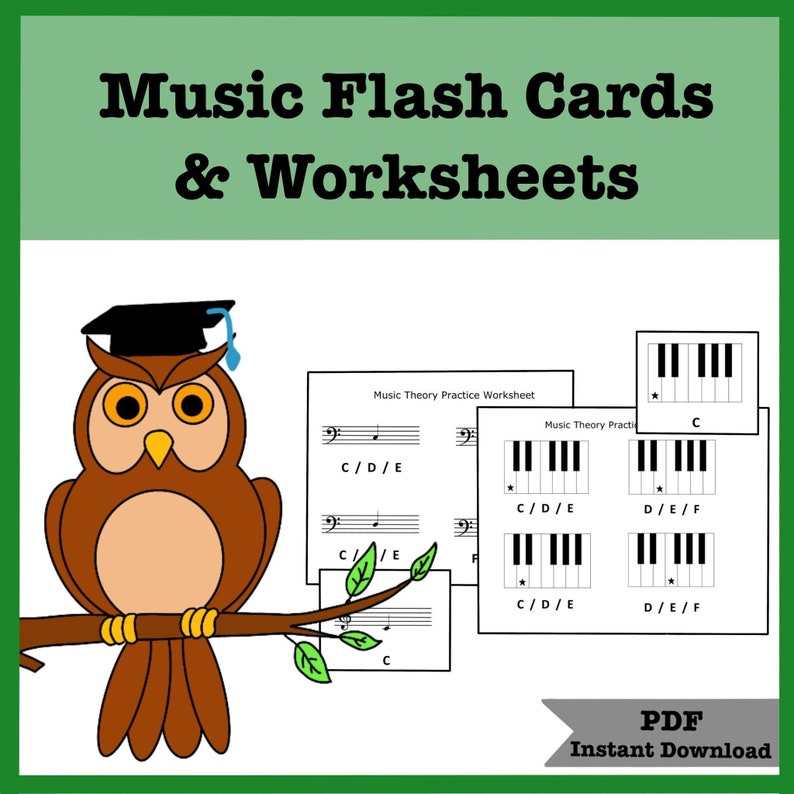 Printable PDF Music Theory Flash Cards and Worksheets, Daycare, Child ...