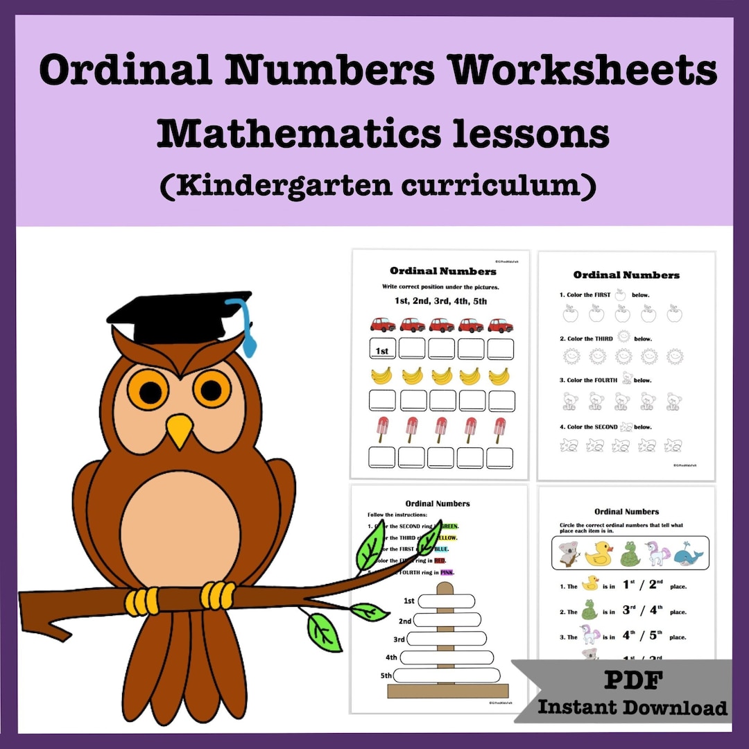 Printable PDF Ordinal Numbers, Mathematics, for Kids, Children ...