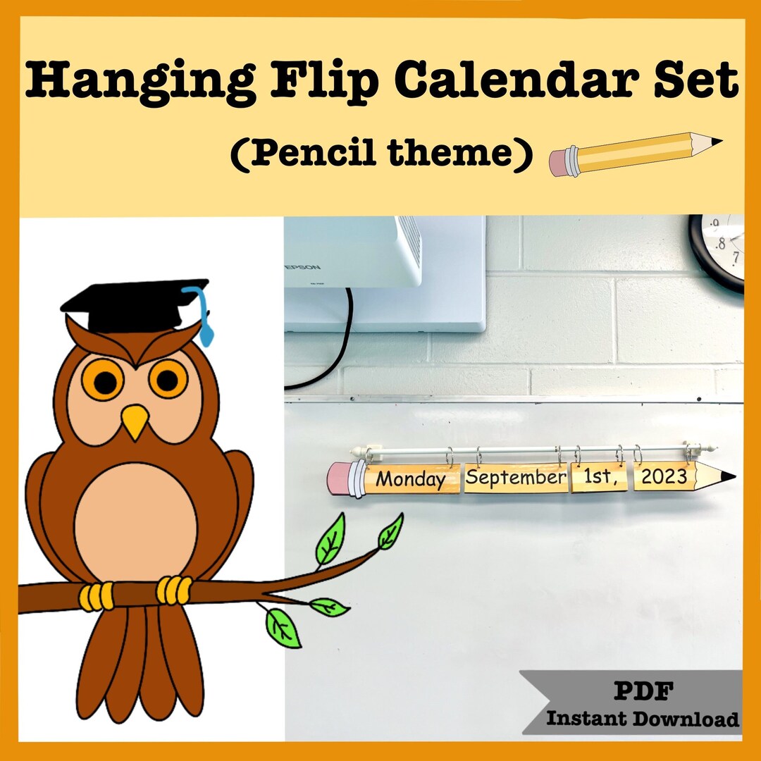 PDF Flip Calendar, Hanging Calendar Set, Magnetic Rod, Classroom Decor ...