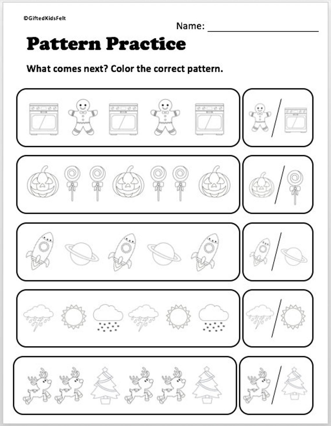 Kindergarten Math Pattern Worksheet Activities (PDF Pattern) - Etsy Canada