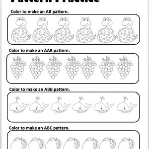 Printable PDF Patterns, Mathematics, for Kids, Children, Preschoolers ...
