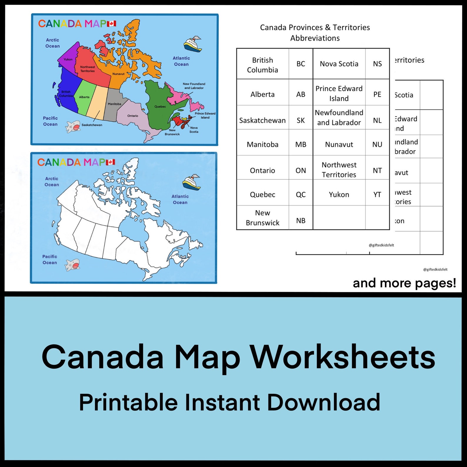 Printable PDF Canada Map and Provinces, Daycare, Childcare ...